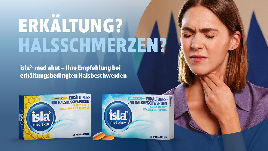 Effektive Linderung bei Halsbeschwerden mit isla® med akut - PTAheute